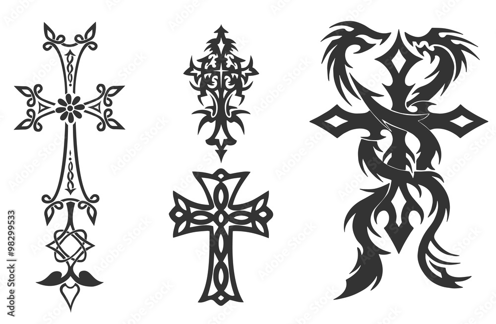 4 Vintage Cross Vector Stock Vector | Adobe Stock