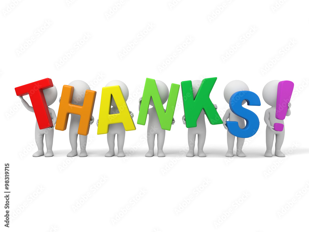 The 3d guy and a sign of THANKS Stock Illustration | Adobe Stock