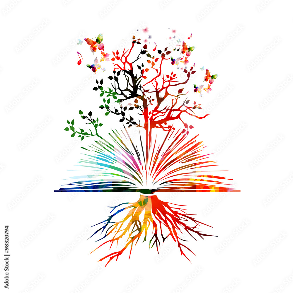 Colorful vector book with butterflies Stock Vector | Adobe Stock