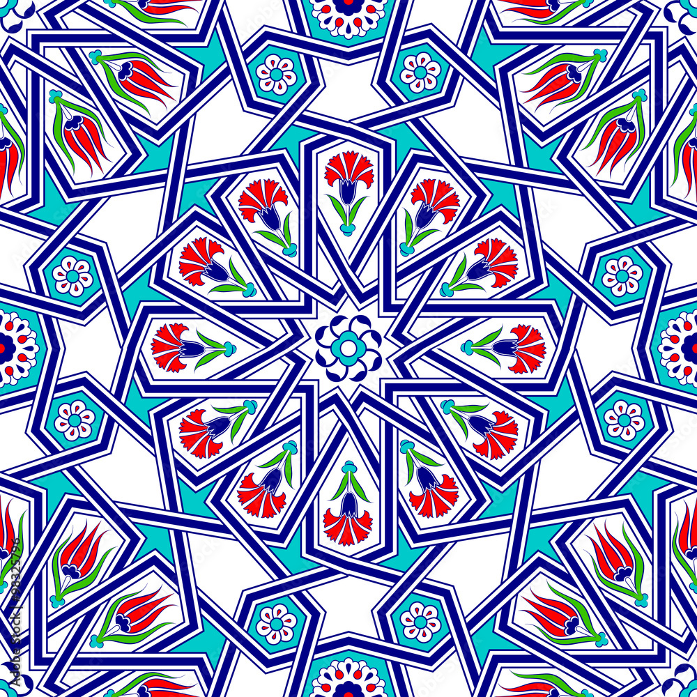 Yıldız Geçme Osmanlı Çini Motifi Stock-Vektorgrafik | Adobe Stock