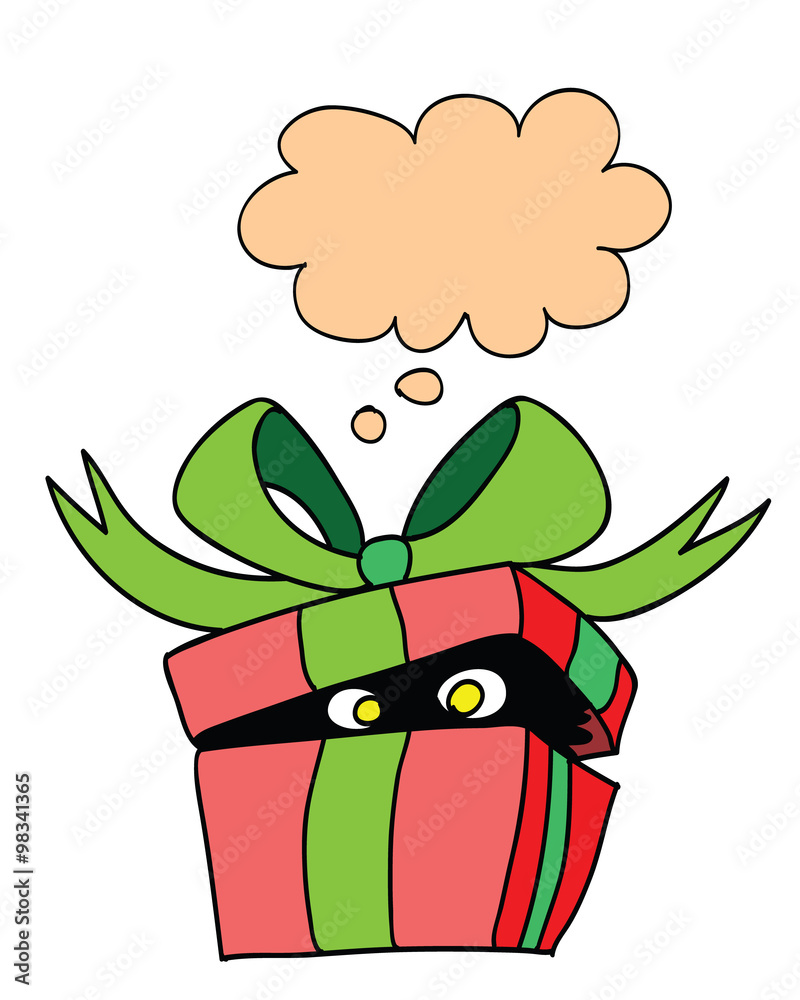 Surprise gift box - vector illustration of red present box with hidden ...