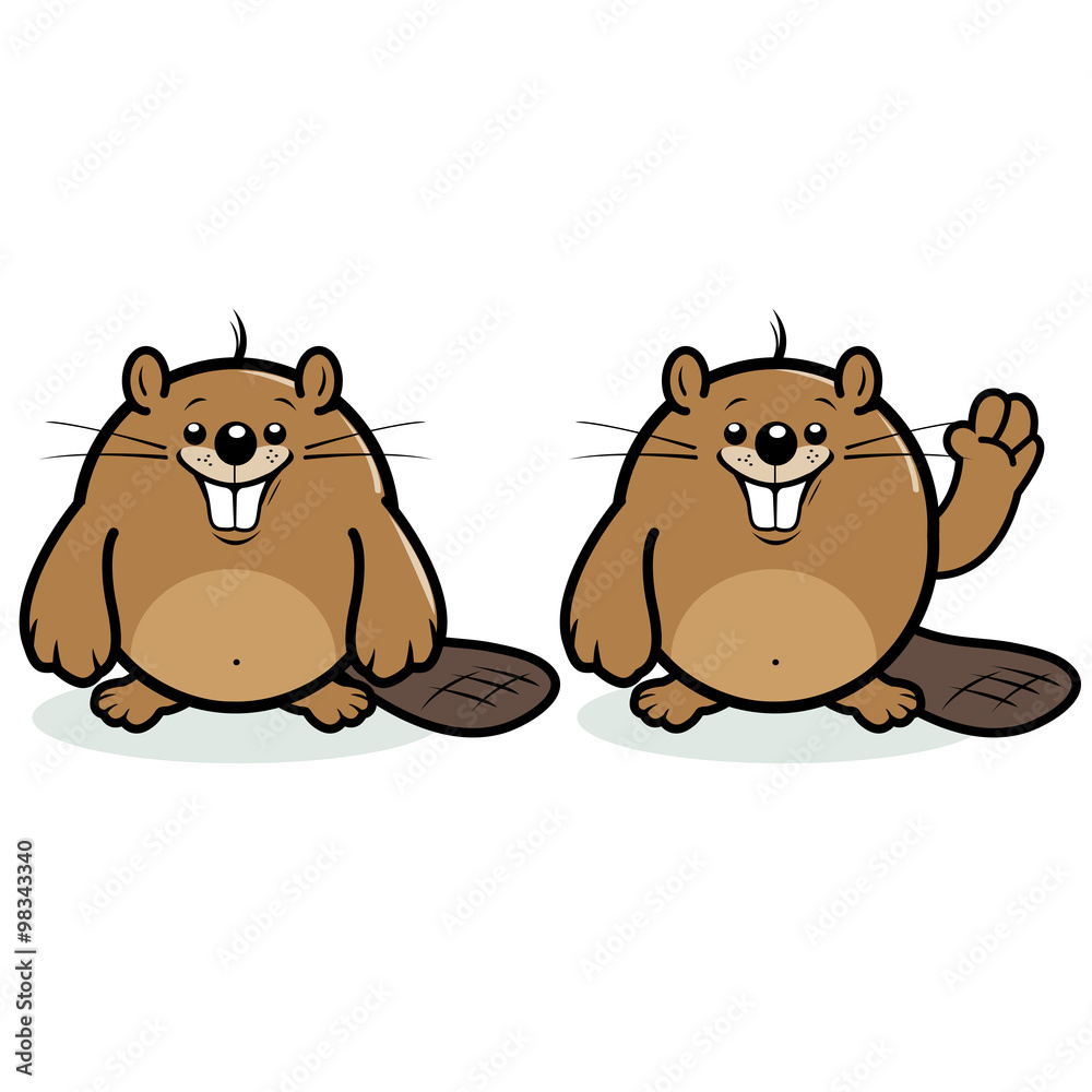 Cute cartoon beaver characters. Vector illustration Stock Vector ...