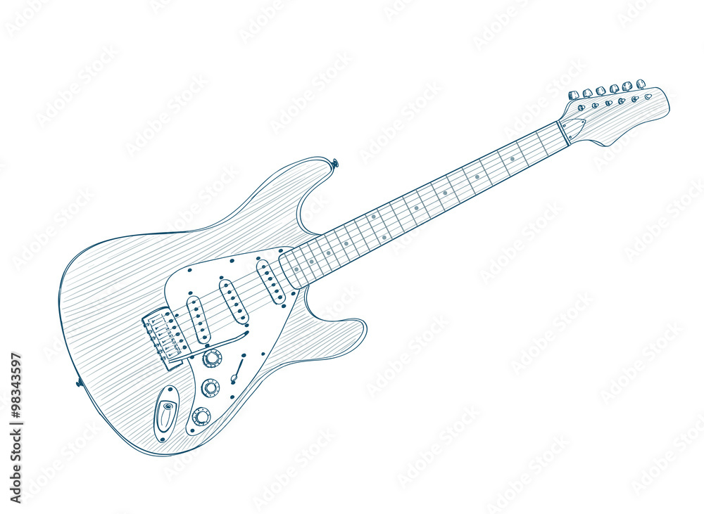 Electric Guitar Drawing In Pencil