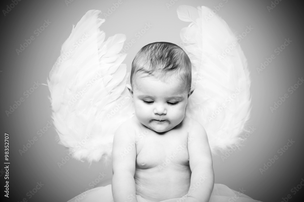 Angelito en blanco y negro Stock Photo | Adobe Stock