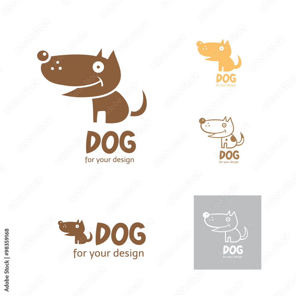 Cartoon dog logo. Vector image. Five options of logo. Stock Vector ...