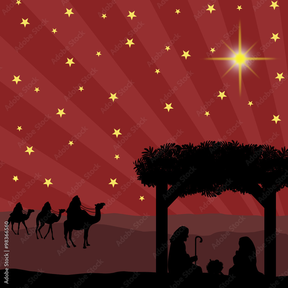 Christmas nativity scene Stock Vector | Adobe Stock