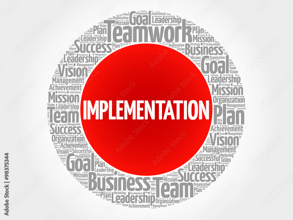 Implementation circle word cloud, business concept Stock Vector | Adobe ...