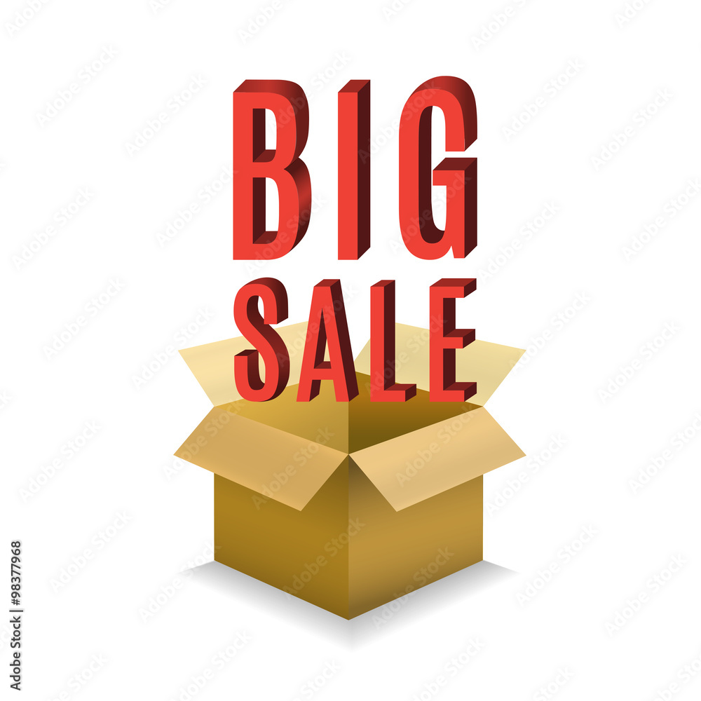 Vector sale illustration. Headline over empty box. Isolated on white ...