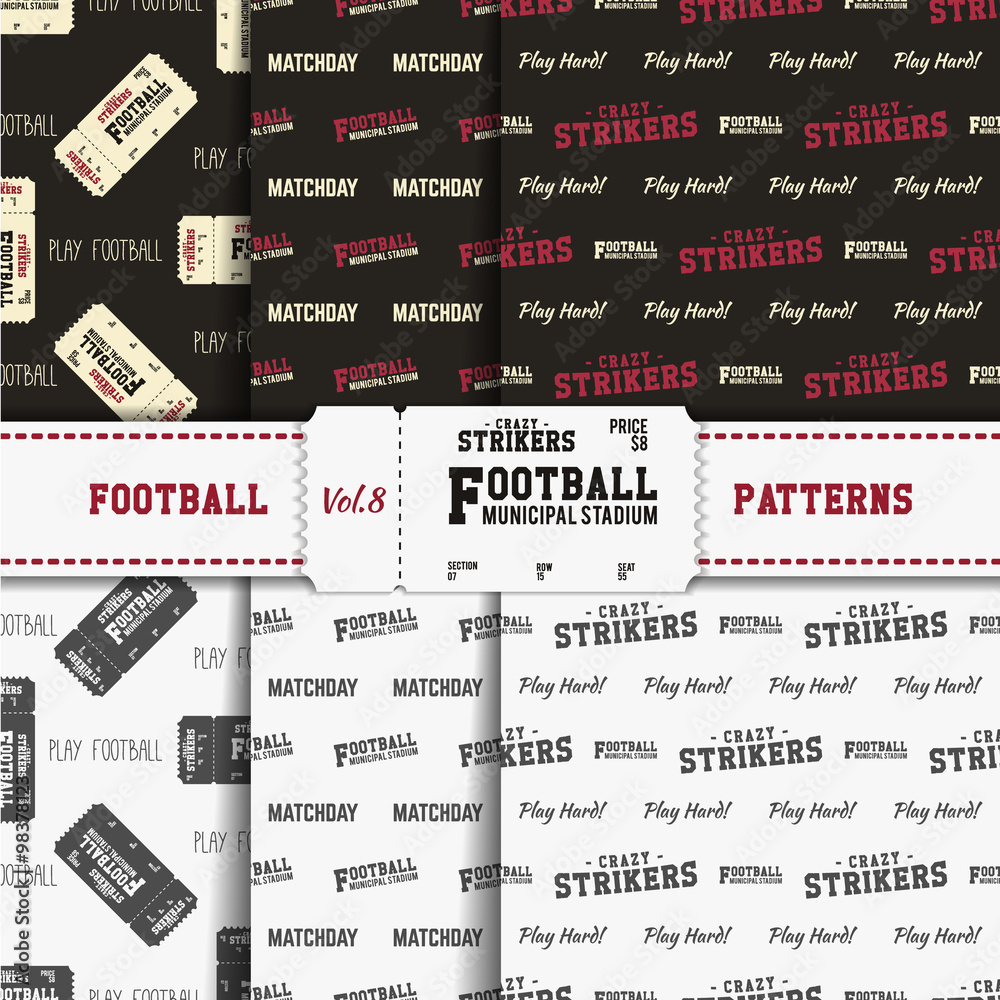 Set of american football patterns. Usa sports seamless background ...