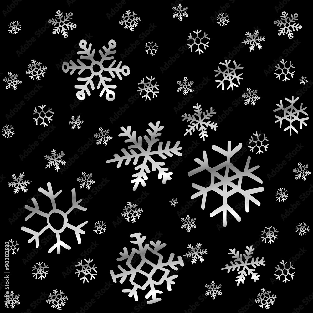 Falling snow or night sky with stars vector seamless pattern. Black and ...