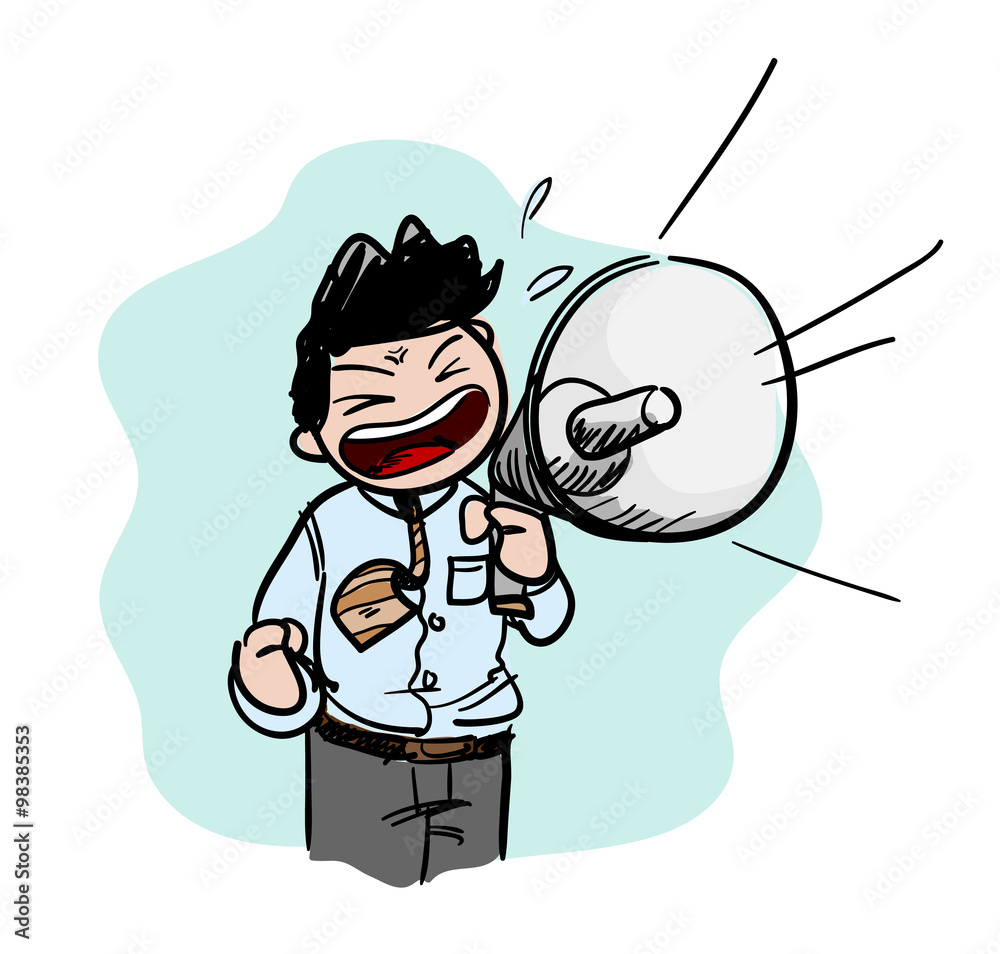 Sales Marketing Officer, a hand drawn vector cartoon illustration of a ...