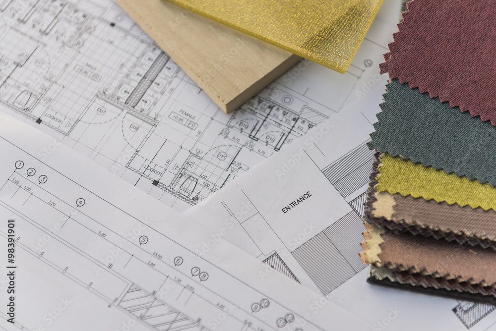 interior drawing with material color scheme Stock Photo | Adobe Stock