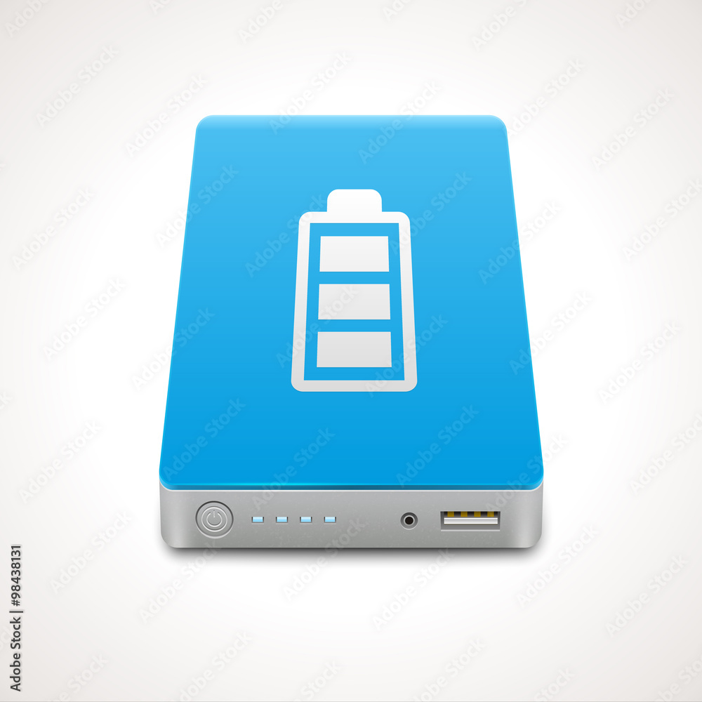 Portable Power Bank. Vector icon of a battery for charging mobile ...