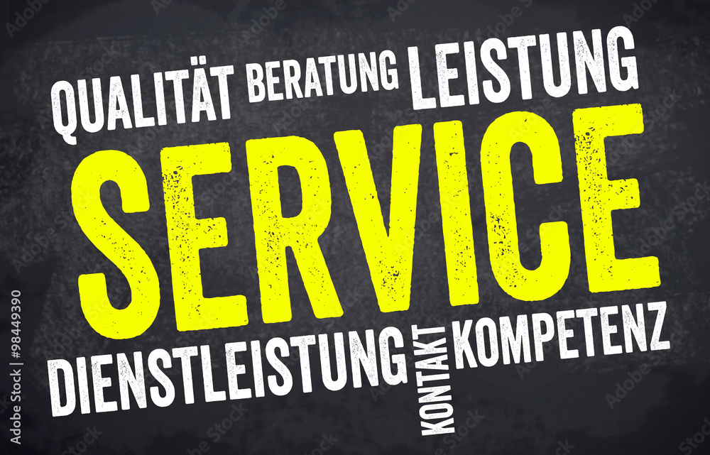Tafel mit Service, Kundenservice, Kundenzufriedenheit Stock ...