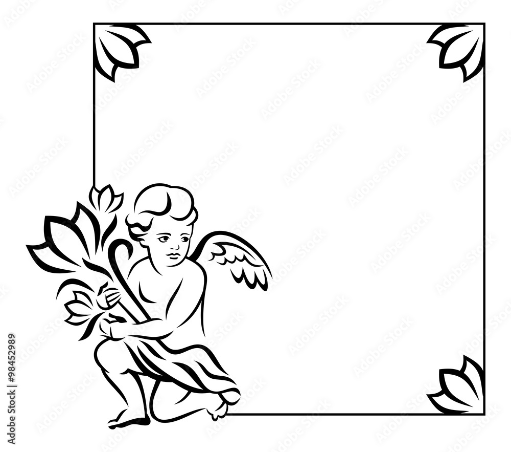 Vector frame with little angel Stock Vector | Adobe Stock