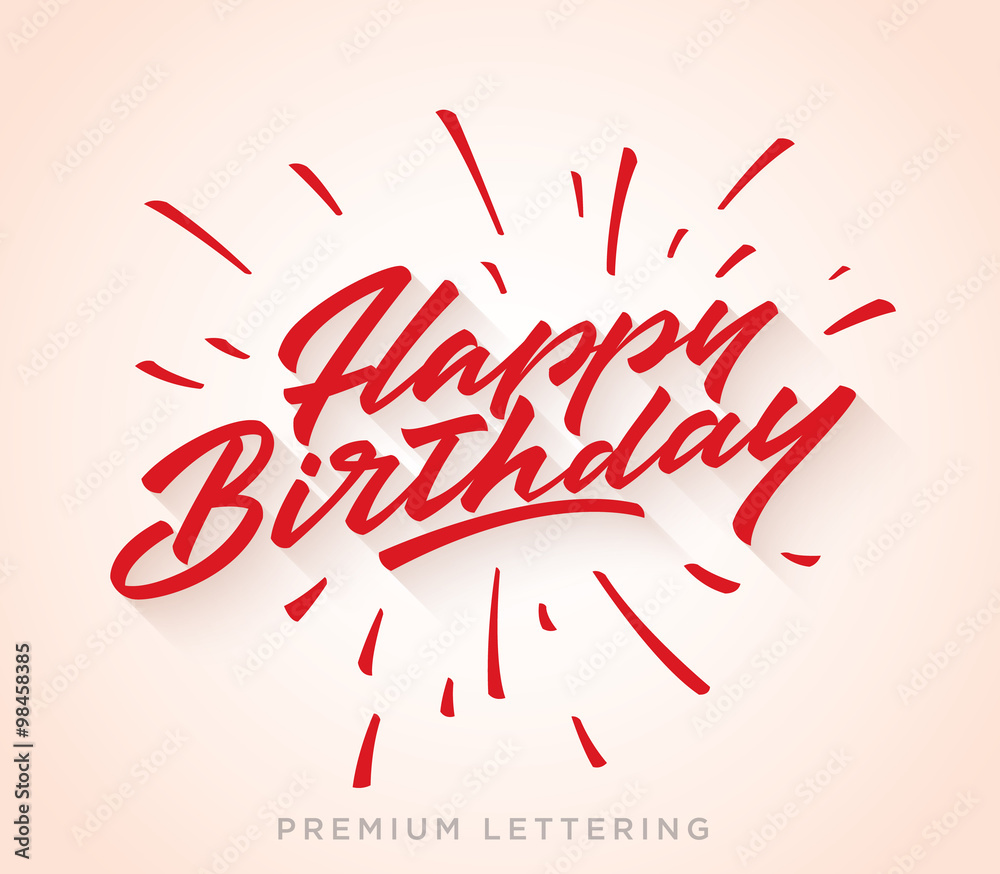 Happy Birthday Brush Script Style Hand lettering. Retro Vintage Custom ...