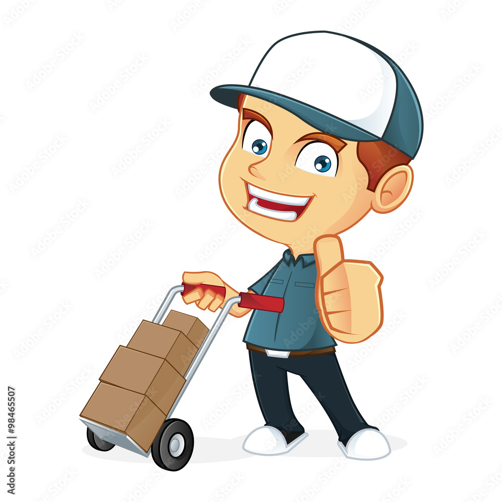 Cartoon illustration of a delivery man Stock Vector | Adobe Stock