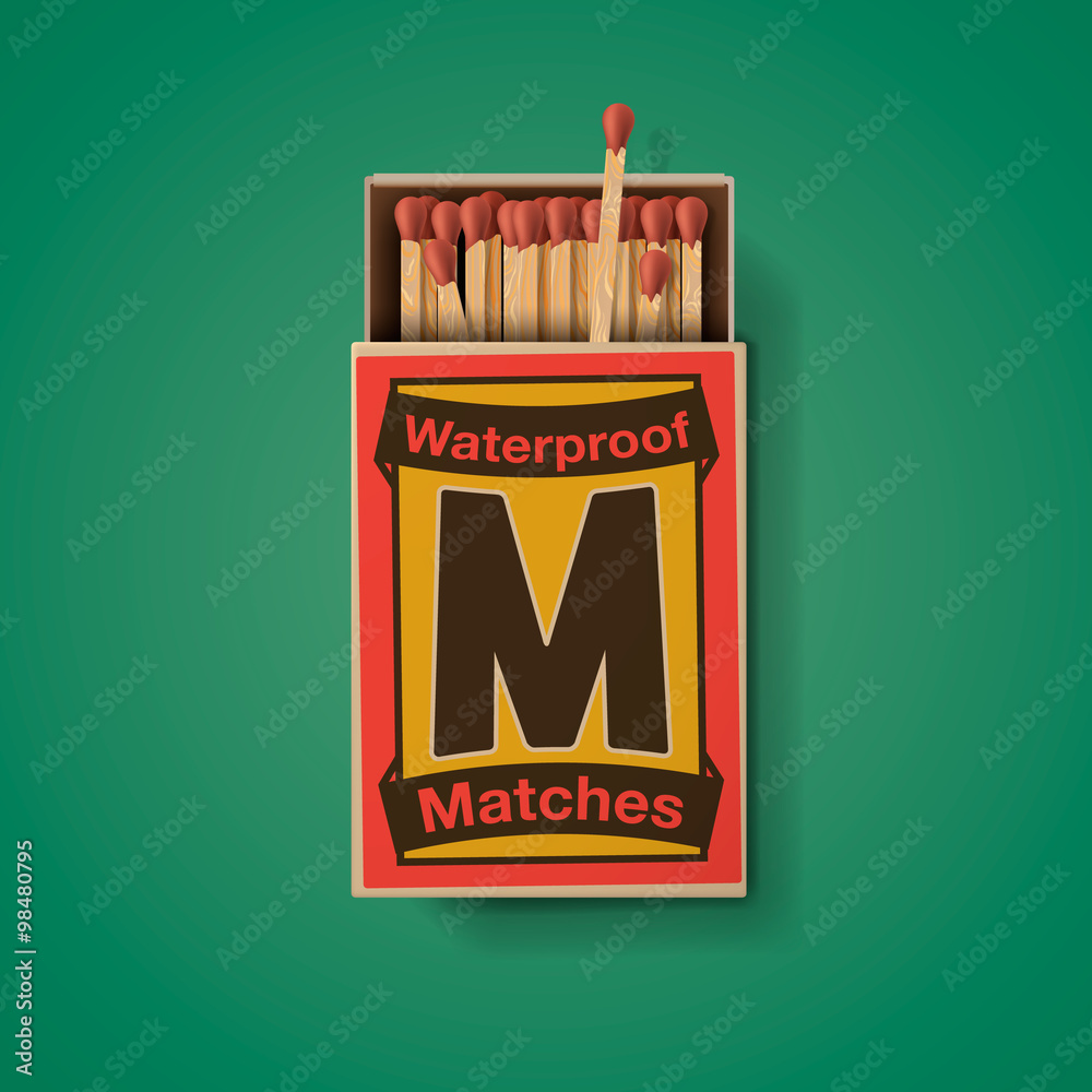 Matchbox and matches, top view Stock Vector | Adobe Stock