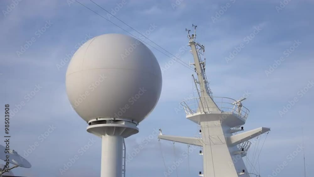 Cruise ship navigation weather radar domes. Vacation travel is luxury ...