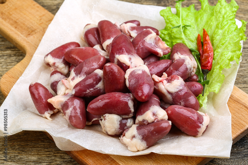 Raw chicken hearts Stock Photo | Adobe Stock