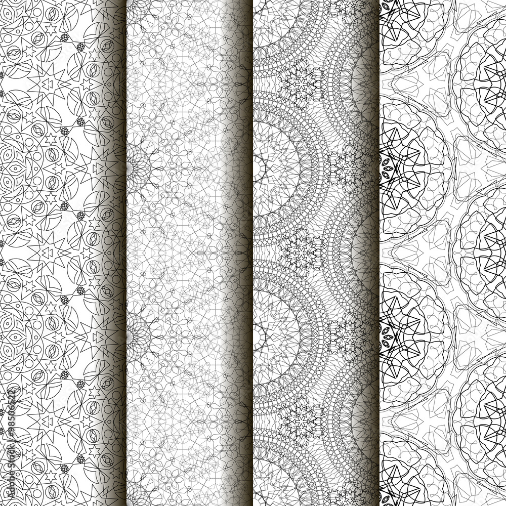 4 different vector seamless patterns. Endless texture can be used for ...