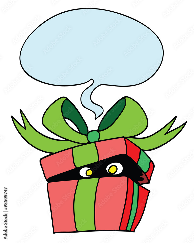 Surprise gift box - vector illustration of red present box with hidden ...