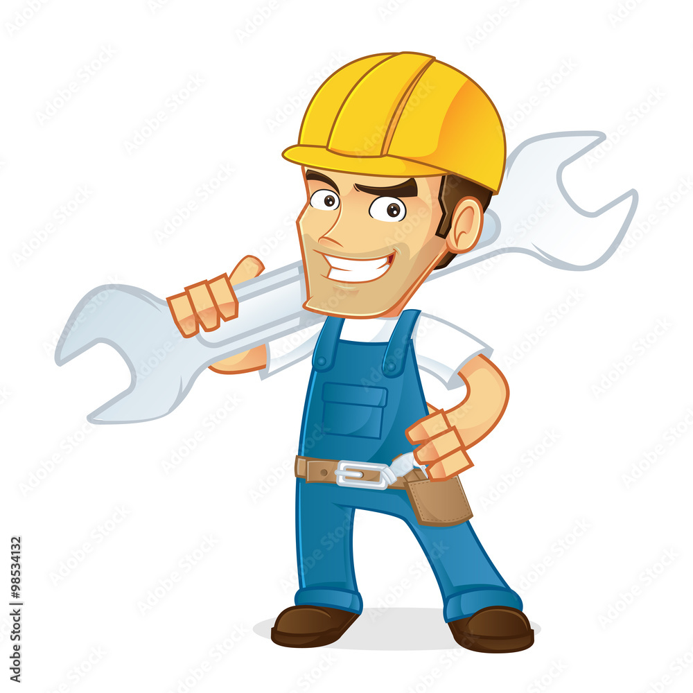Cartoon illustration of a Handyman Stock Vector | Adobe Stock