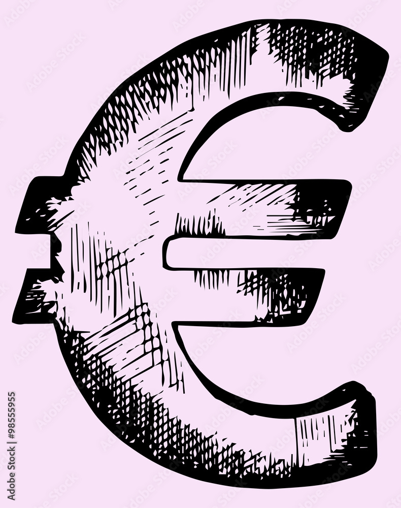 euro sign, doodle style, sketch illustration Stock Vector | Adobe Stock