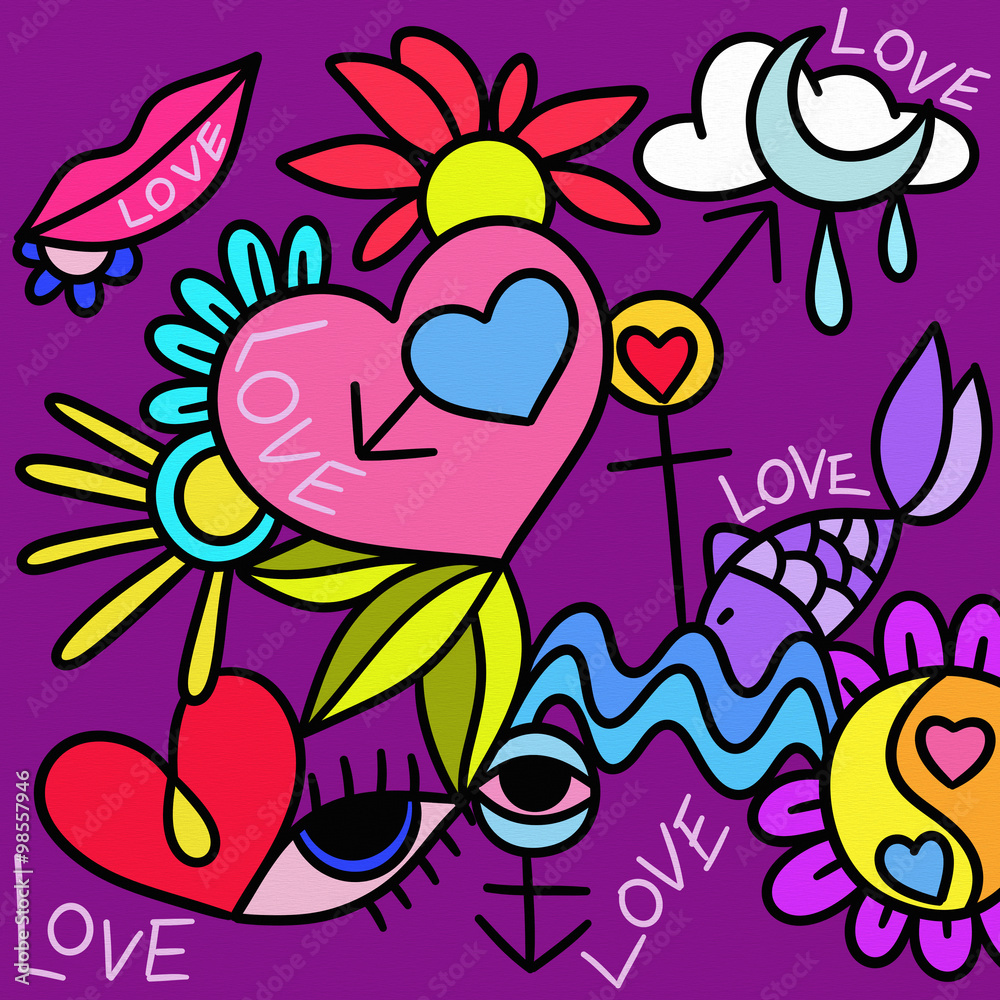 abstract design with symbols of love Stock-Illustration | Adobe Stock