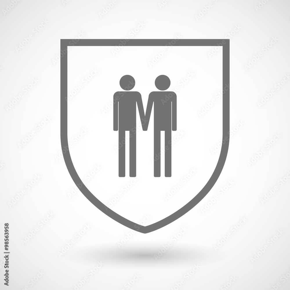 Line art shield icon with a gay couple pictogram Stock Vector | Adobe Stock