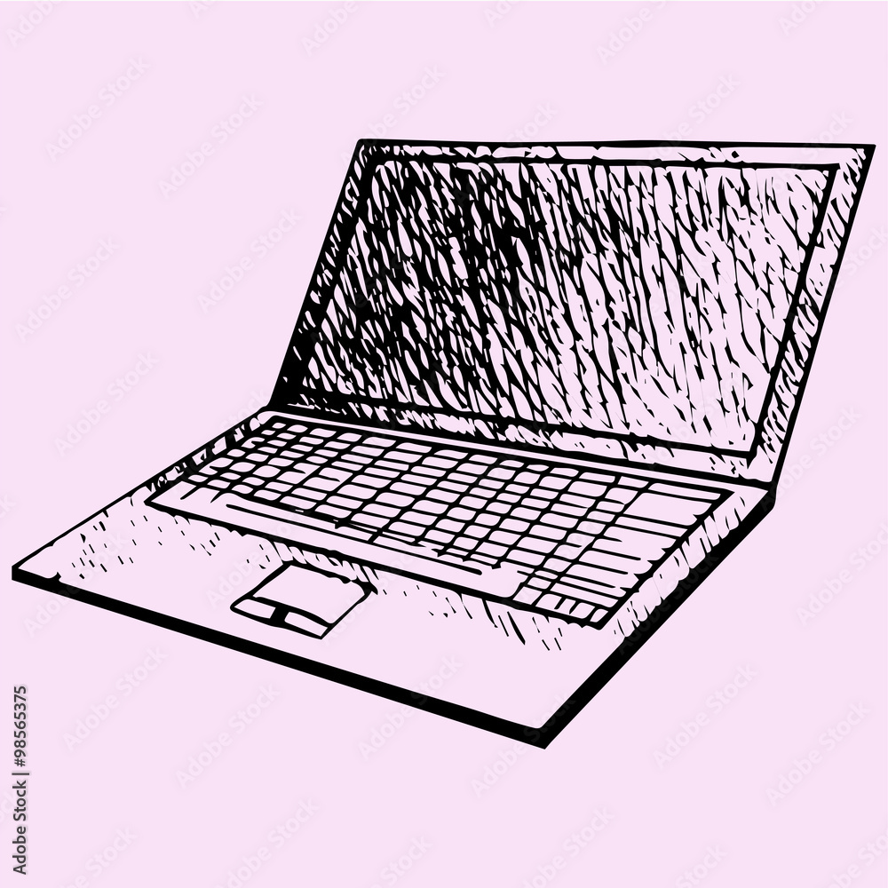 laptop, doodle style. sketch illustration Stock Vector | Adobe Stock