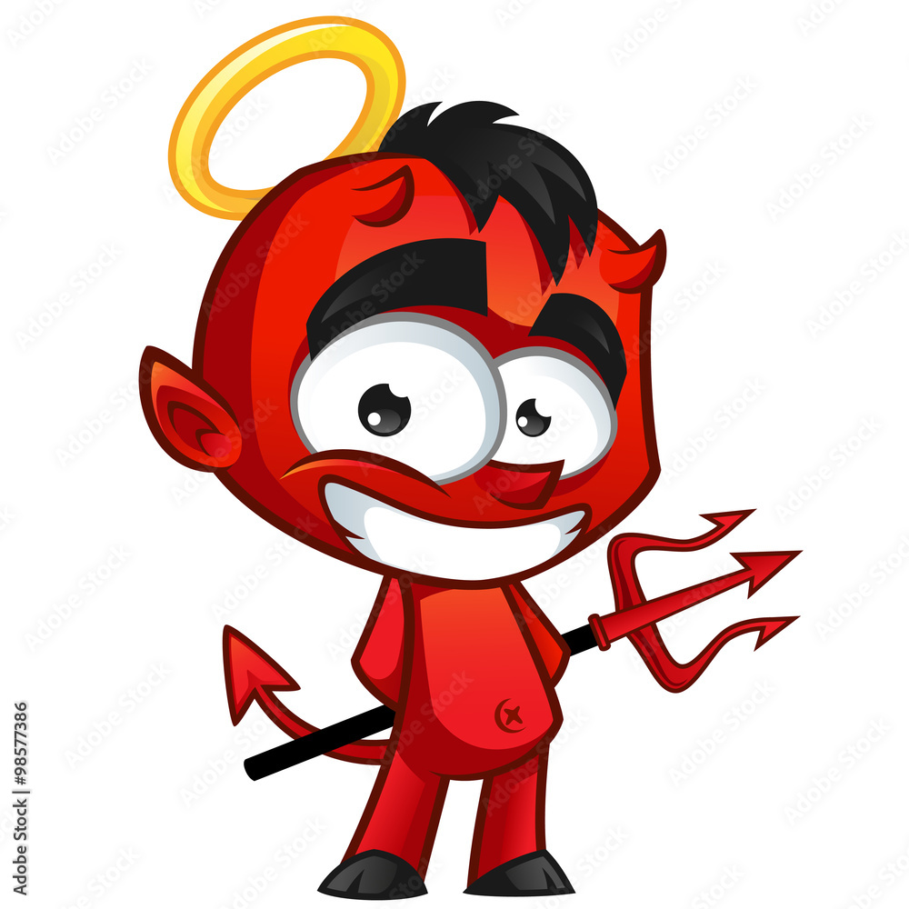 Vettoriale Stock diablo con cara de bueno y una aureola angelical ...