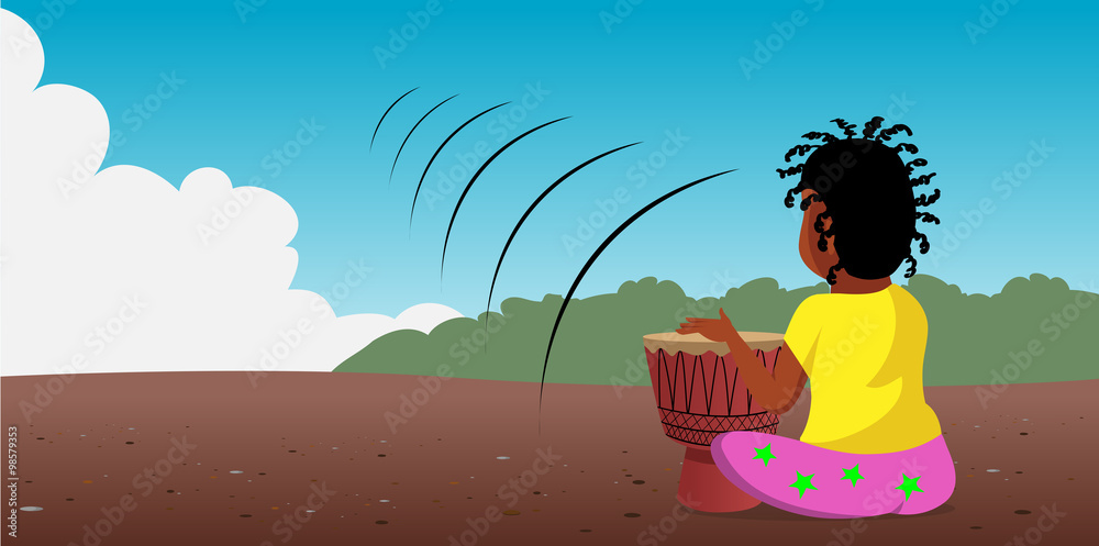 cartoon vector illustration of a drum player Stock Vector | Adobe Stock