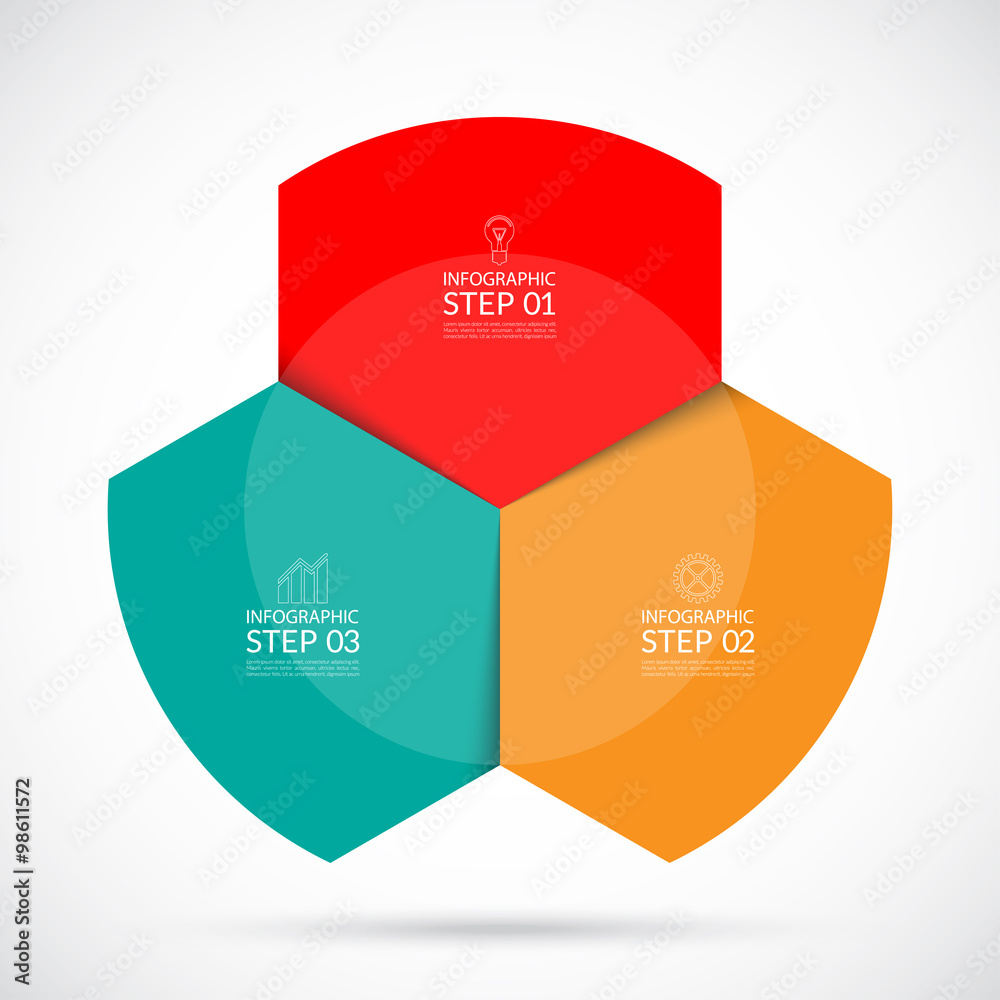 Infographic circular template. 3 steps vector background Stock Vector ...