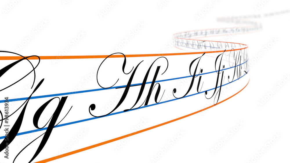 Alphabet letters moving along curved tape, seamless loop Stock Video ...