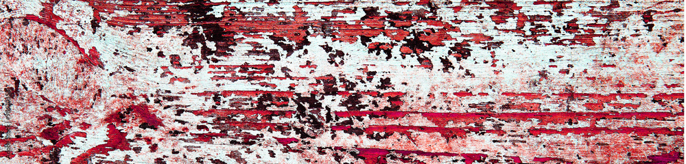 Flaking blood red paint on white wood, grunge background texture. Stock ...