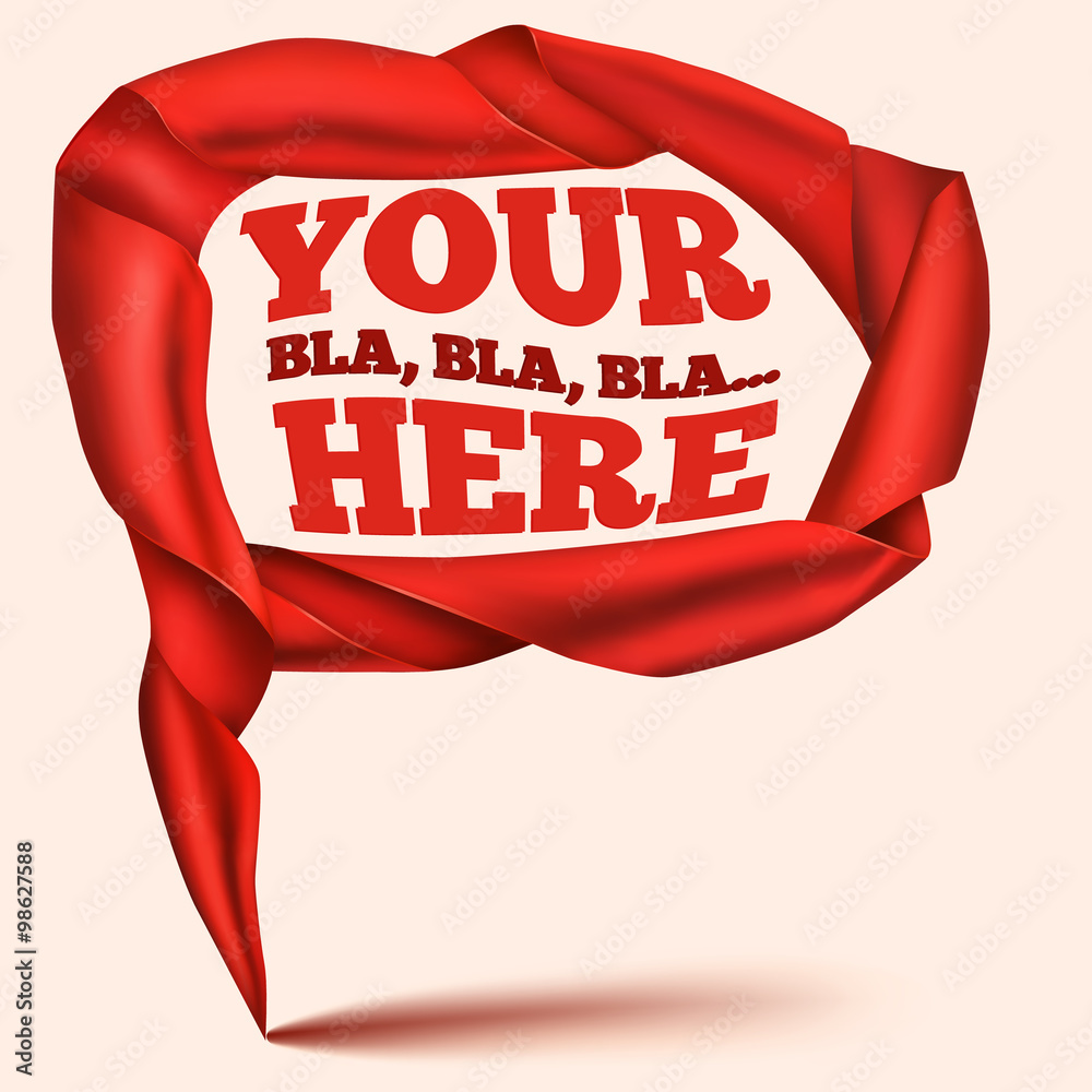 Red satin scroll ribbon speech bubble template Stock Vector | Adobe Stock