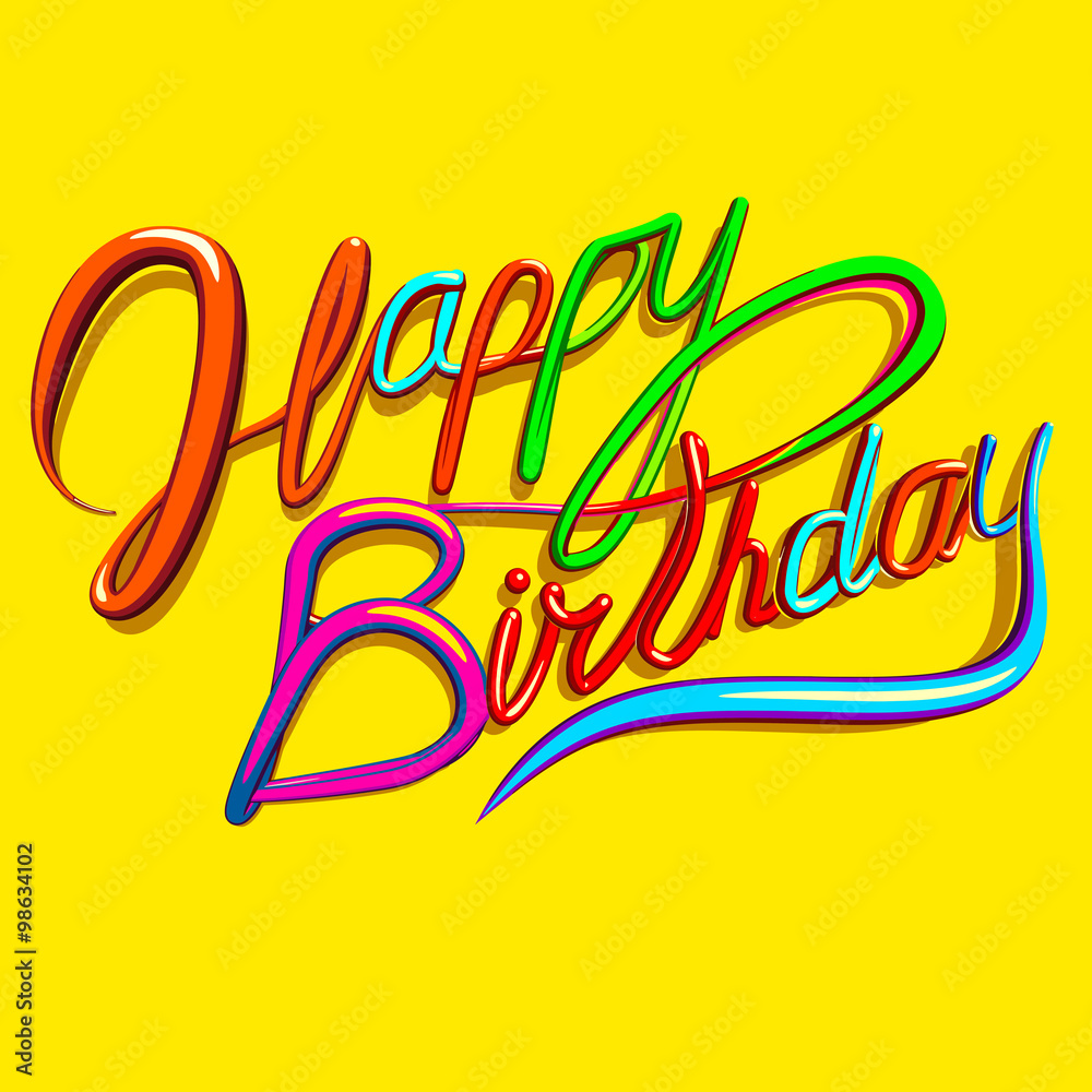 Happy Birthday Text Greeting Card Stock Vector | Adobe Stock