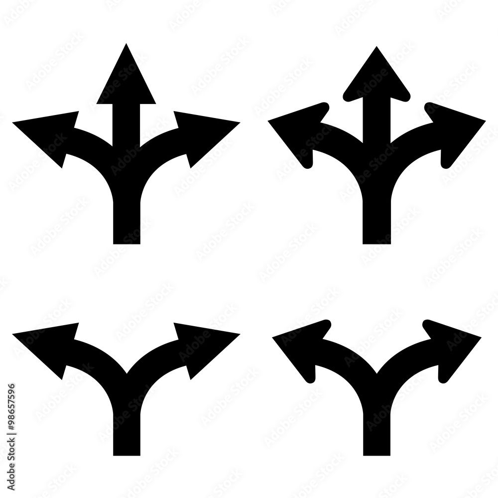 Two and three way arrows set Stock Vector | Adobe Stock