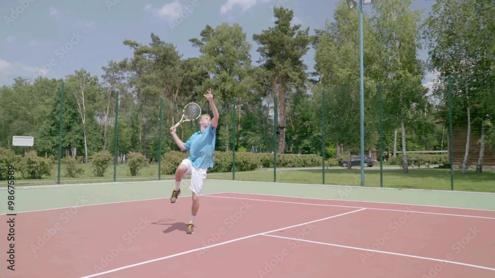 Tennis overhead jump smash. Spectacular shot in slow motion Stock Video ...