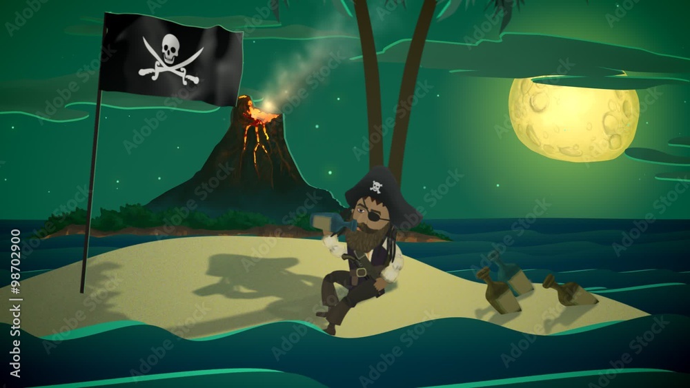 The drinking pirate with the mustache and a hat in front of active ...