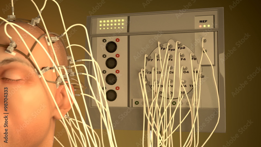 Electroencephalography machine analyzing activity of a human brain ...