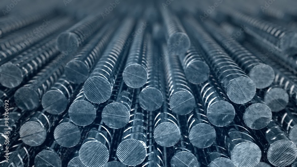 Background CG animation of steel reinforcing rods. Building working ...