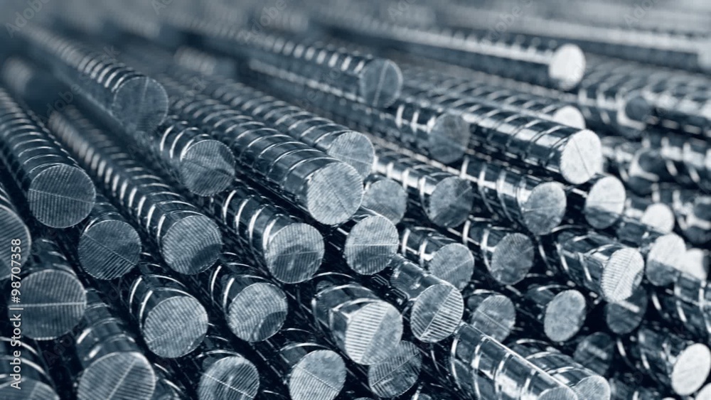 Background CG animation of steel reinforcing rods. Building working ...