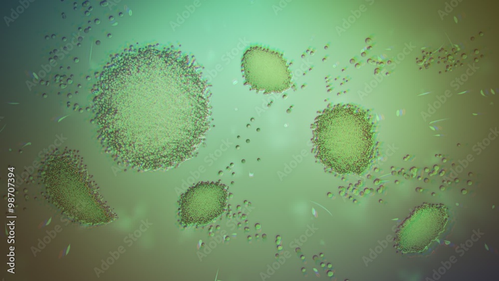 CG animation of macro close-up chloroplasts in algae cells under the ...