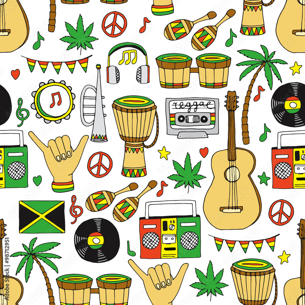 Reggae seamless pattern vector de Stock | Adobe Stock