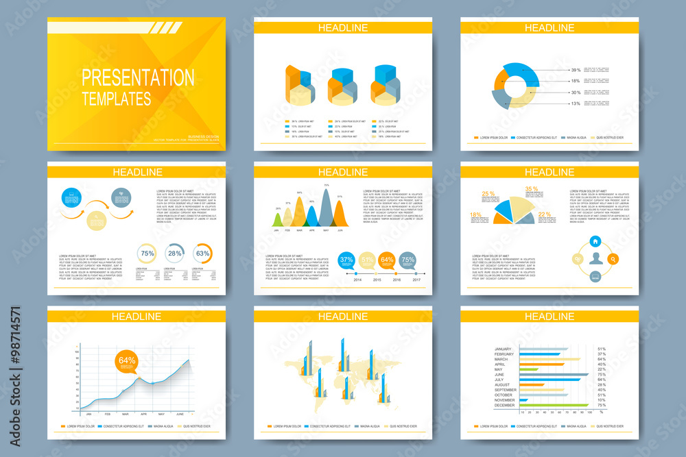 Set of vector template for presentation slides. Modern design with ...