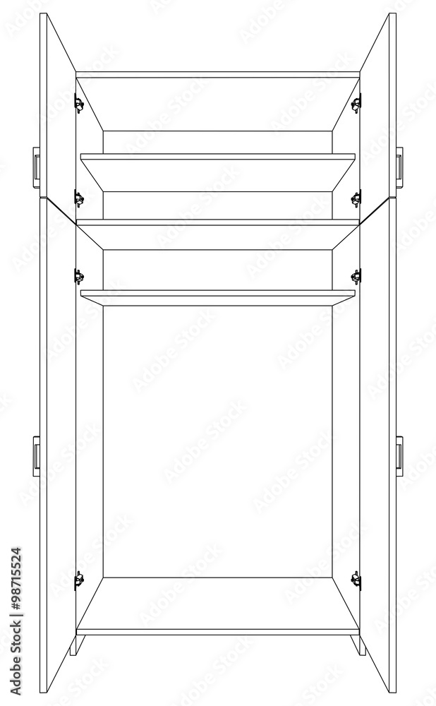 Image of open cabinet Stock Vector | Adobe Stock