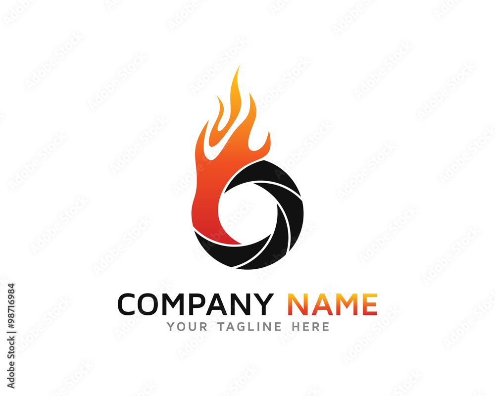 On Fire Photography, Fireshot Camera Logo Stock Vector | Adobe Stock