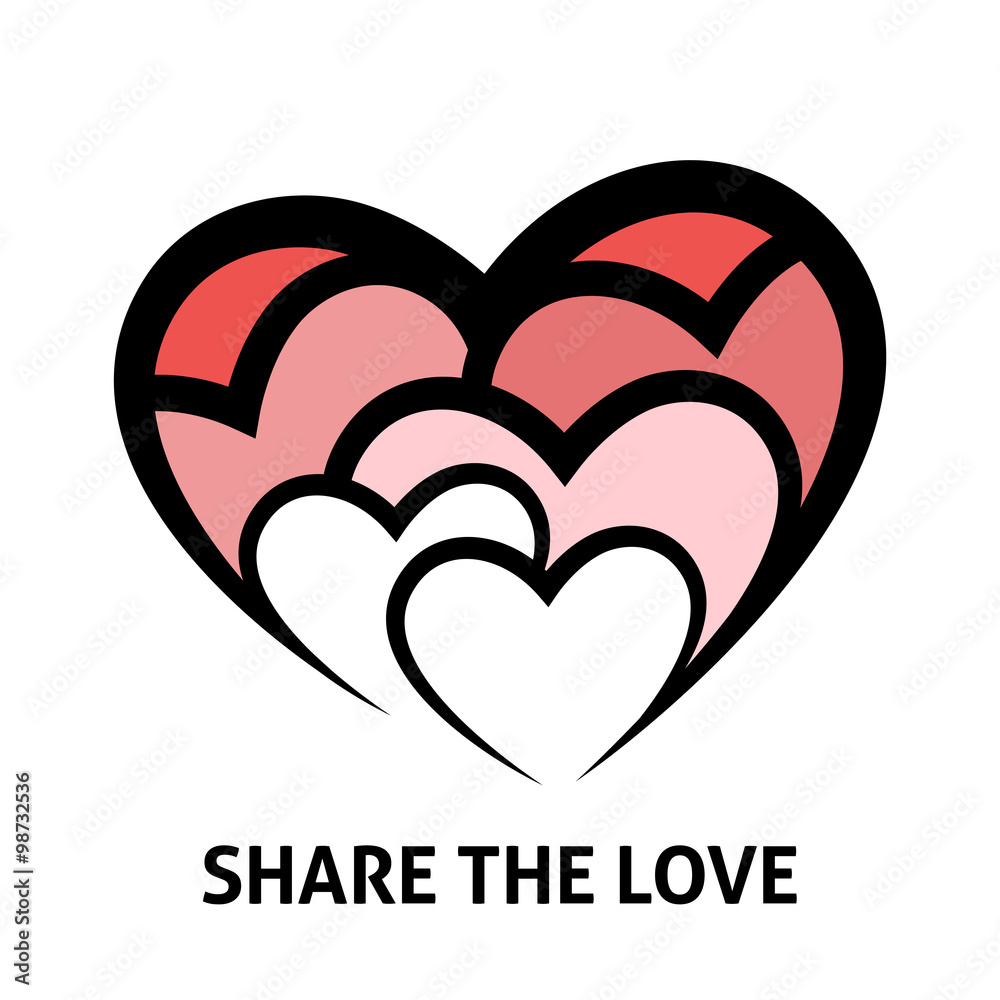 Share the love concept design with shades of red hearts icon. Vector ...